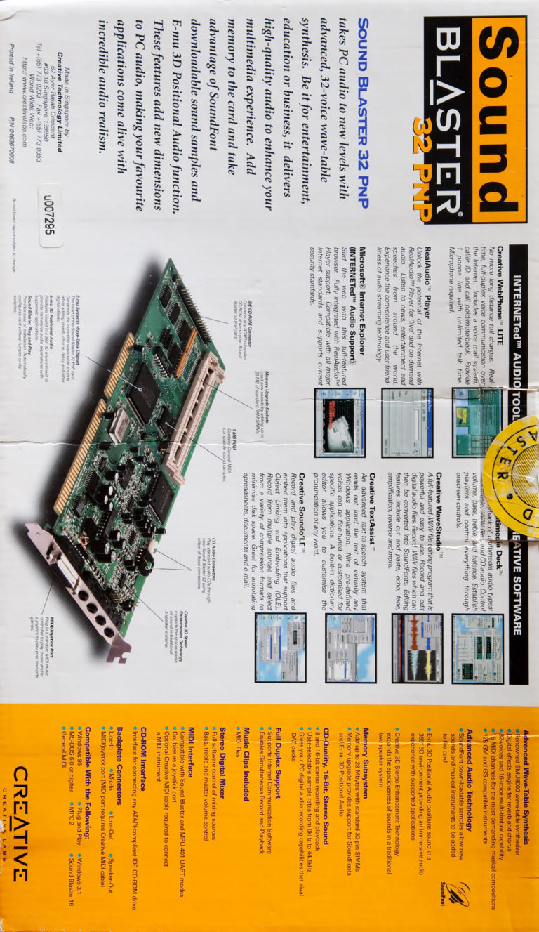 Creative Sound Blaster 32 PnP Box (Back-English)